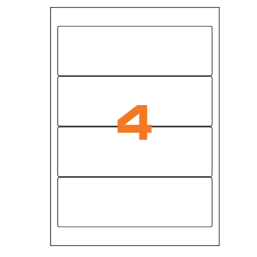 Etichette in fogli A4 formato 190x61 con angoli arrotondati